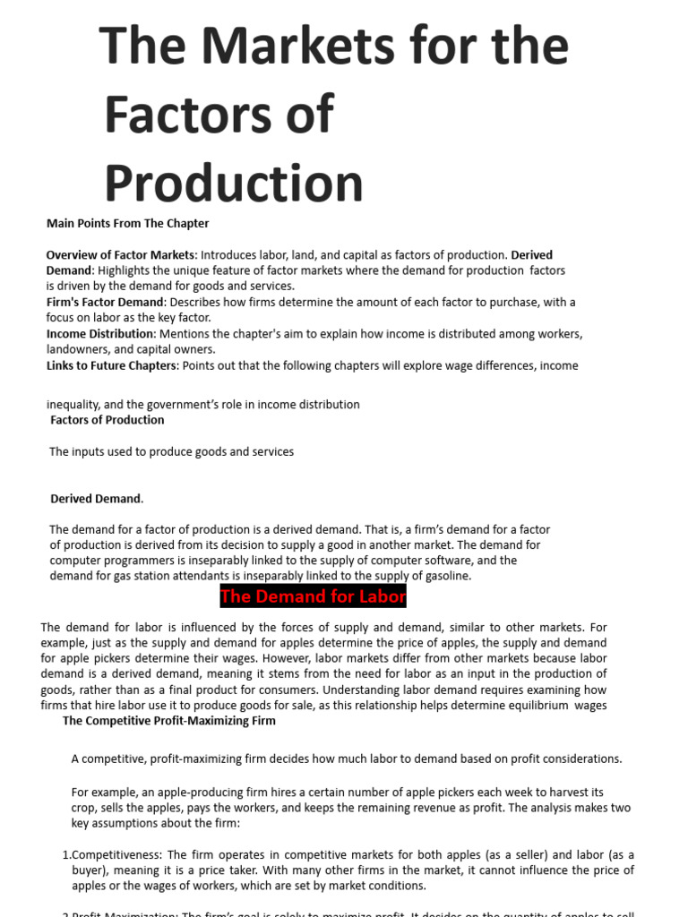 Ch #18, The Markets for the Factors of Production | PDF | Labour ...