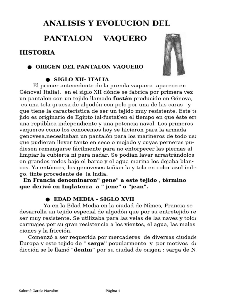 Trevall - Analisis y Evolucion Del Vaquero 1 | PDF | Pantalones | Textiles