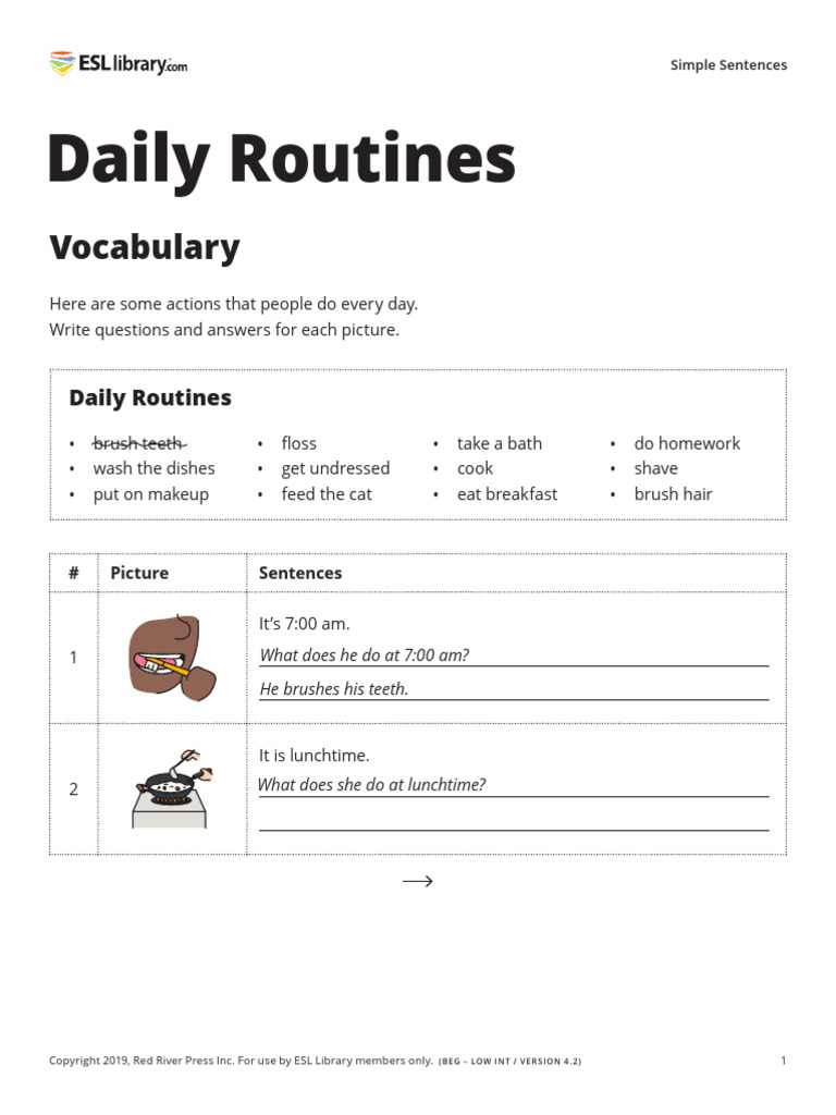 91 Daily-Routines Can Student-1-8 | PDF