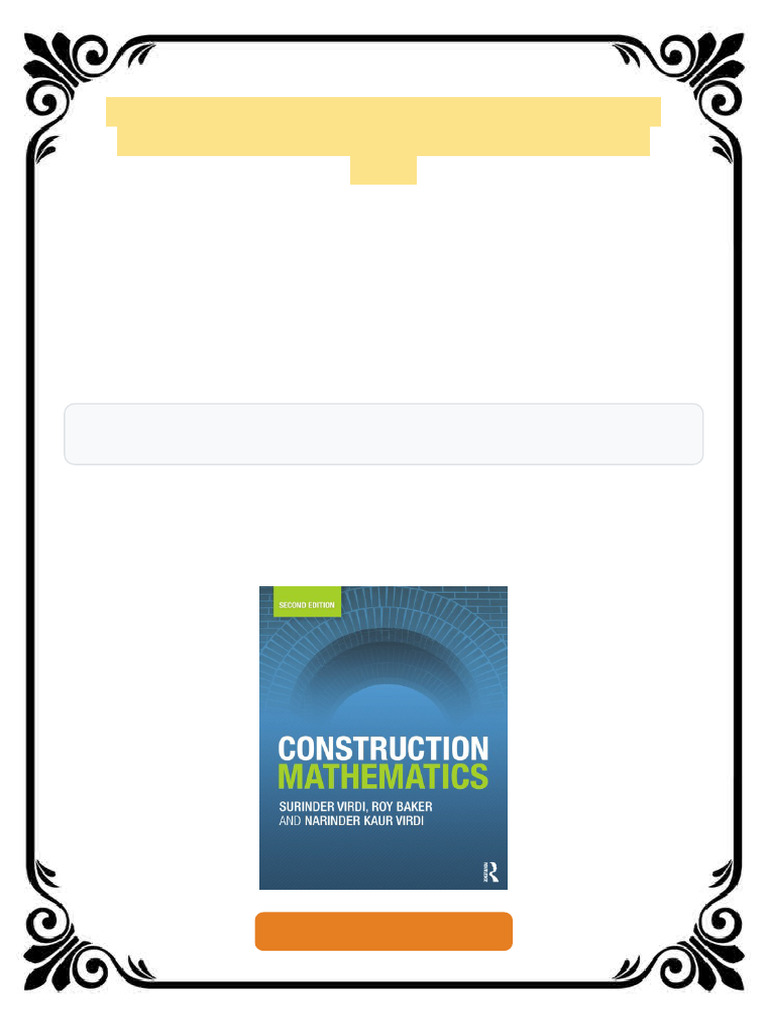 Construction Mathematics 2nd Edition Surinder Virdi ebook 2025 chapter ...