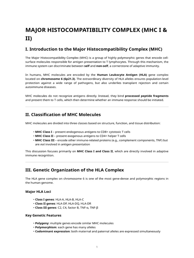 Understanding Major Histocompatibility Complex | PDF | Major ...