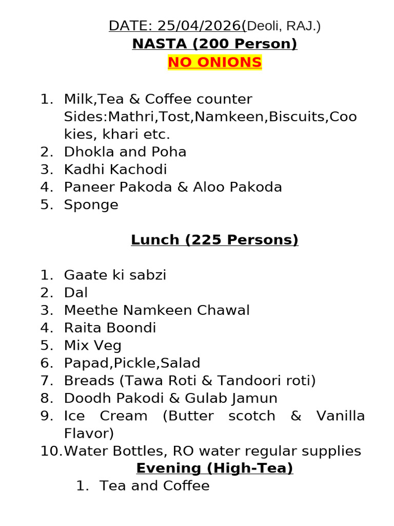 CATERING JAIN MENU | PDF | Indian Cuisine | South Asian Cuisine