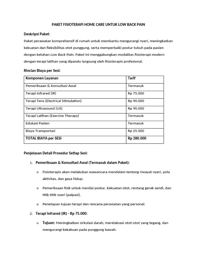 Paket Fisioterapi Home Care Untuk Low Back Pain | PDF