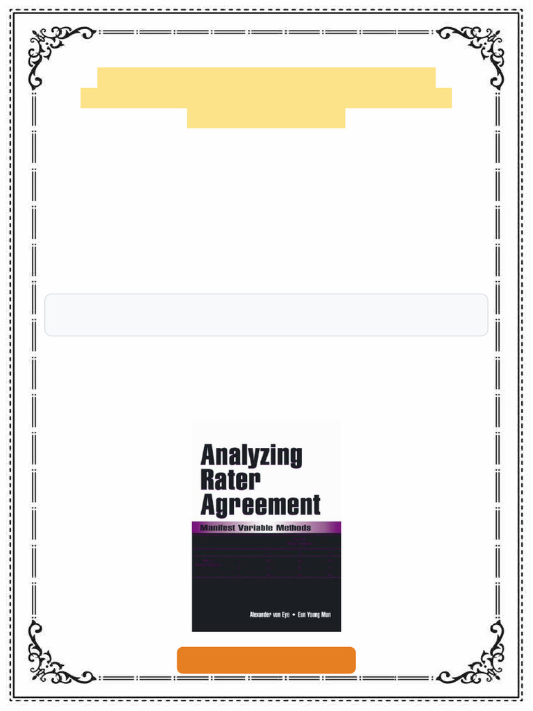 Analyzing rater agreement Alexander Von Eye ebook publishing edition ...