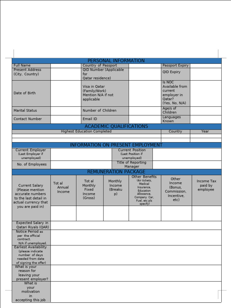 (Candidate Name) - PD Candidate Questionnaire | PDF | Salary | Employment