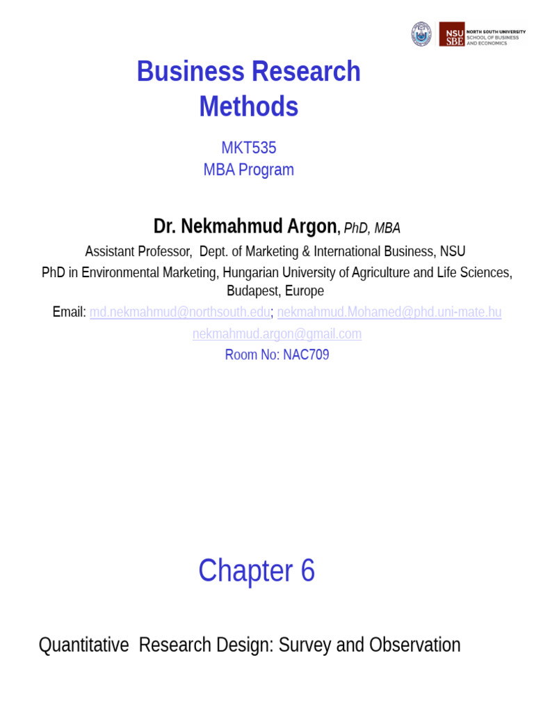 CH07.Ppt by Dr Nekmahmud Argon | PDF | Survey Methodology | Data