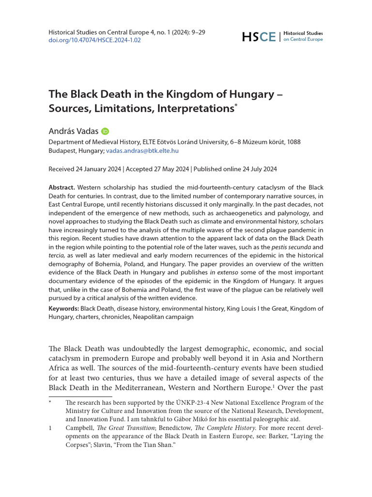 Black Death in Hungary: Sources & Insights | PDF | Black Death | Plague ...