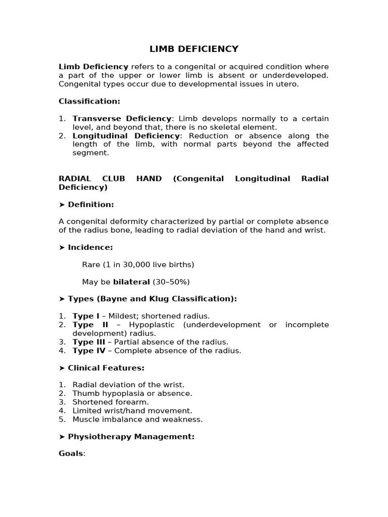 Radial Deficiency | PDF
