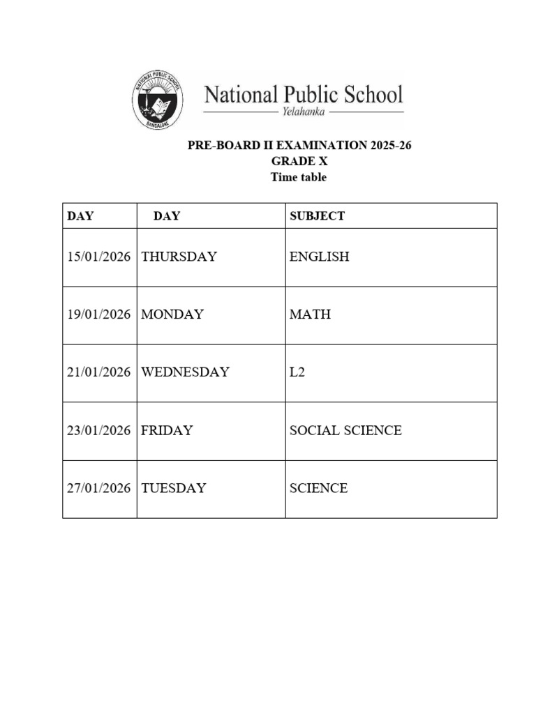 Grade 10 PREP 2-Schedule 158368827 1765879587 | PDF