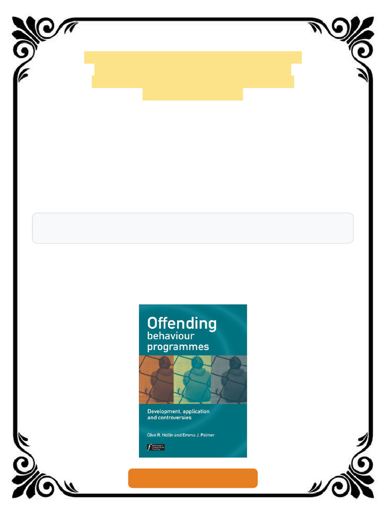 Offending Behaviour Programmes Development Application and ...