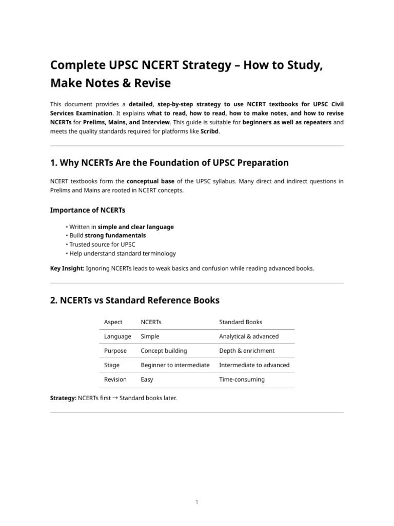 UPSC NCERT Study Strategy Guide | PDF | Geography | Earth Sciences