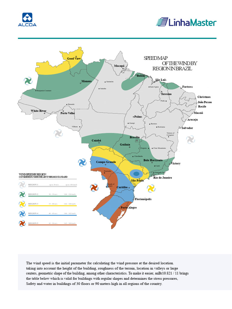 Wind speed map by region in Brazil.pdf | PDF | Applied And ...