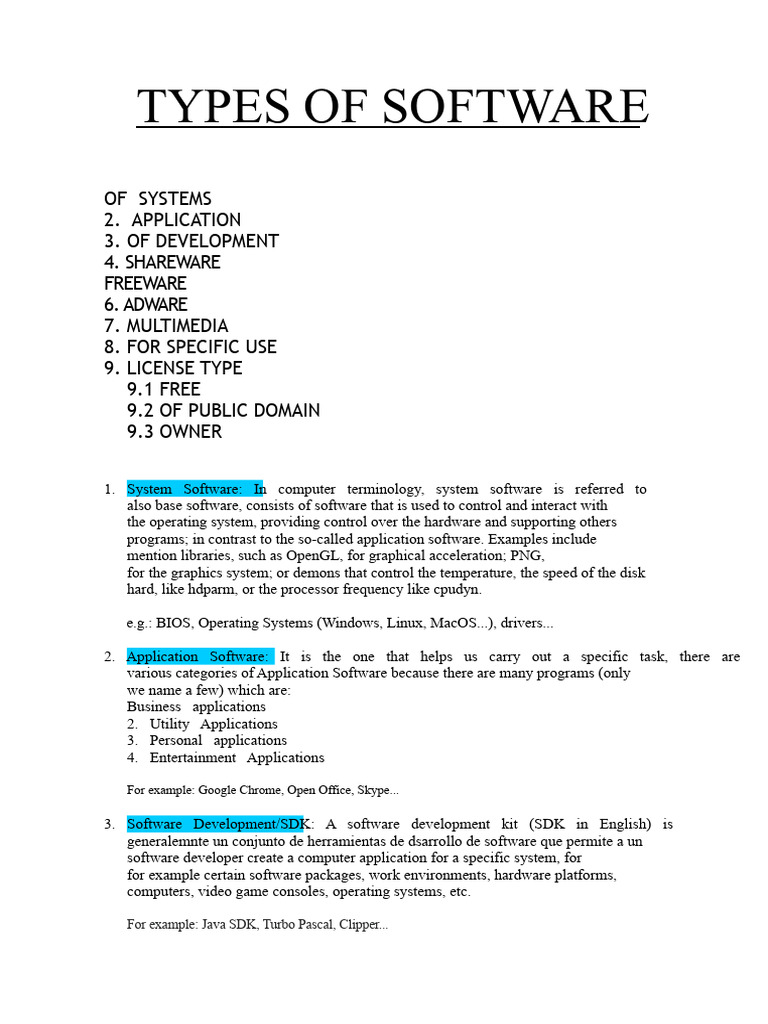 Types of Software | PDF | Free Software | Proprietary Software
