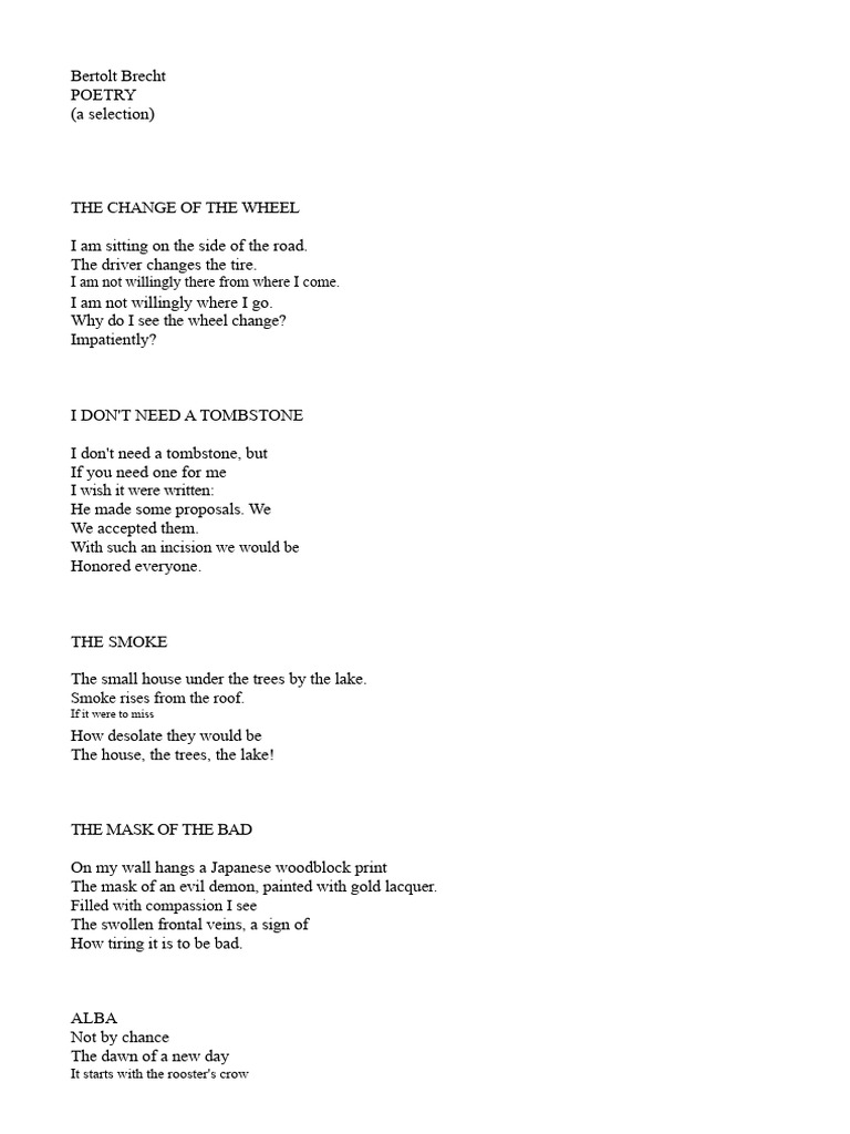 Brecht, Bertolt - Poems | PDF