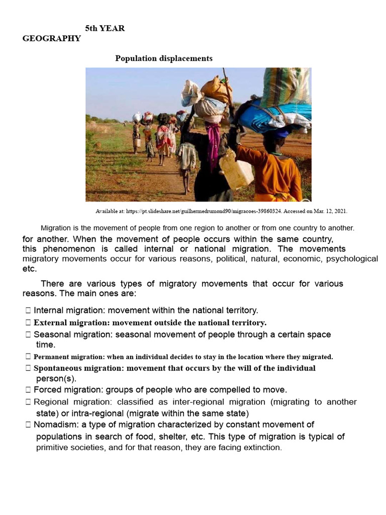 population dynamics 5th year geography | PDF | Human Migration