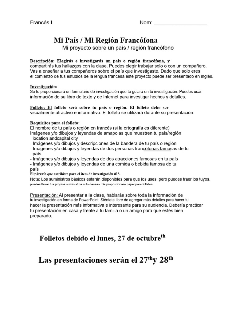Proyecto sobre Países Francófonos | PDF | Idioma francés