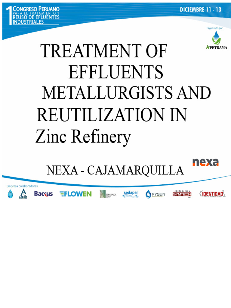 Effluent Treatment in Zinc Refinery | PDF | Zinc | Water Treatment