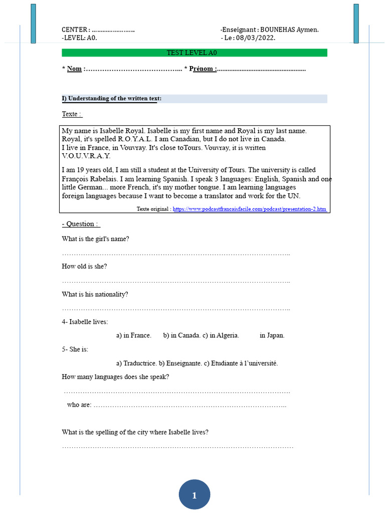 A0 Level Language Test Document | PDF | Linguistic Typology | Language ...