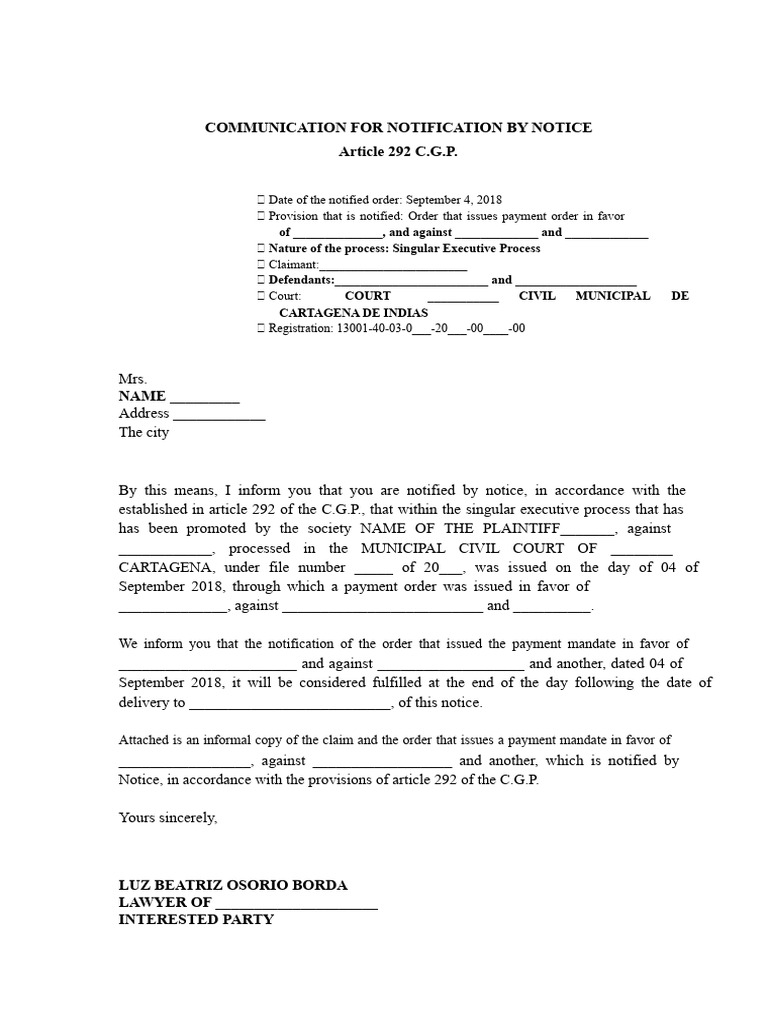 Notification of Payment Order Notice | PDF