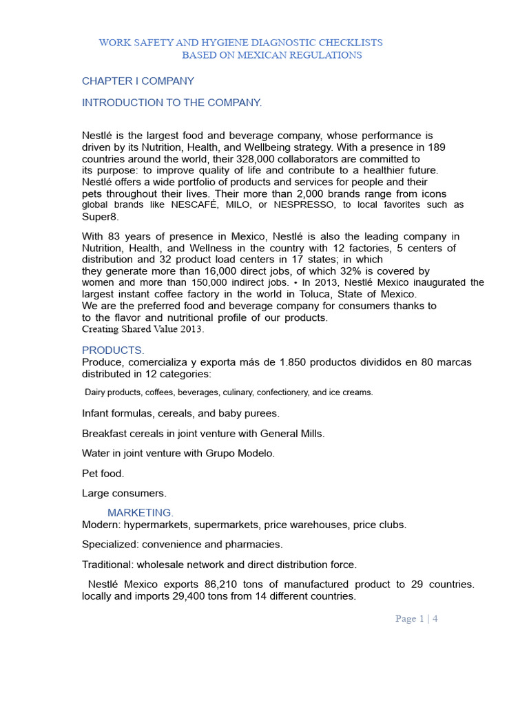 Safety and Hygiene Checklist Mexico | PDF | Occupational Safety And ...