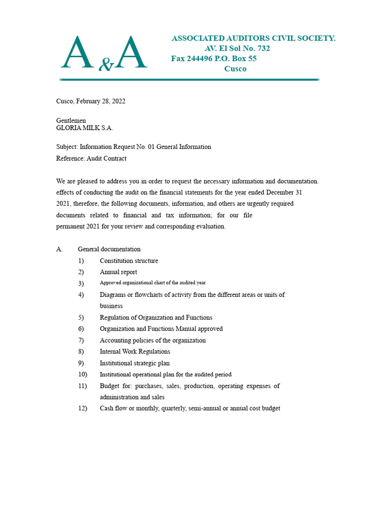 5. LETTER OF REQUEST FOR INFORMATION AND DOCUMENTATION | PDF