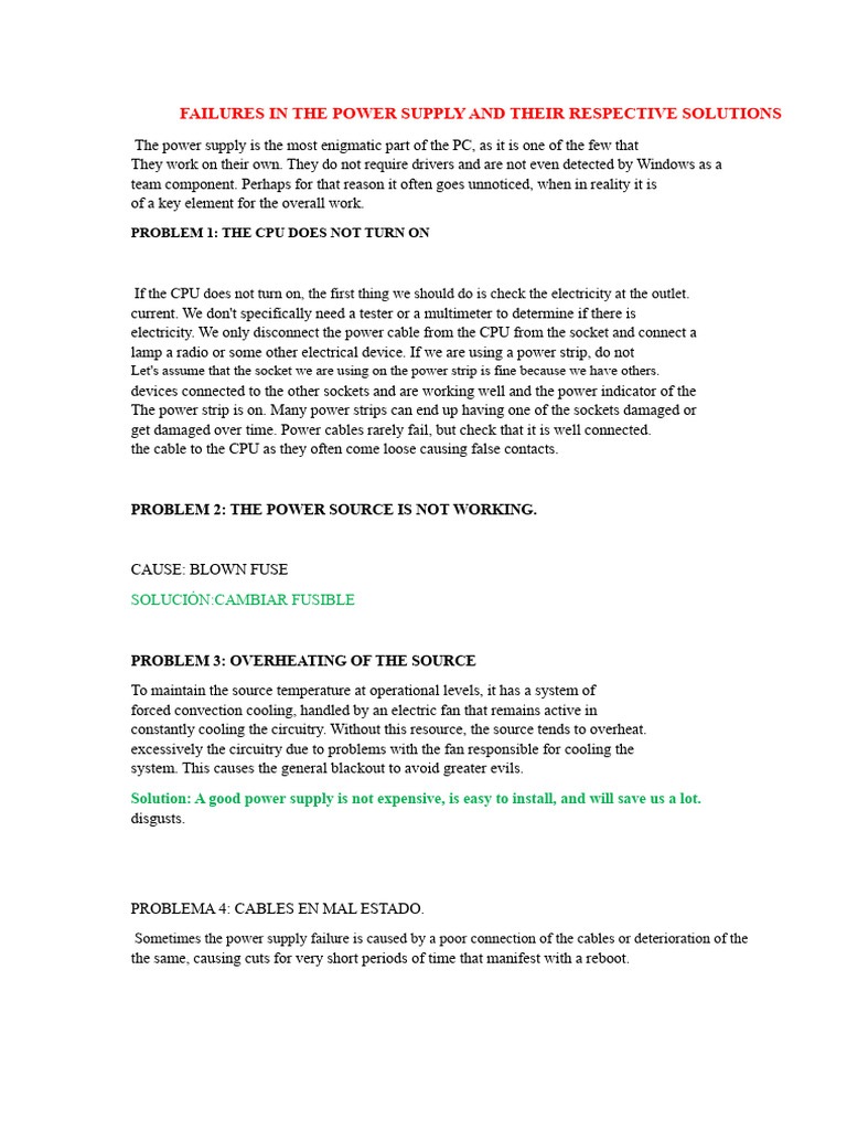 Power Supply Failures and Solutions | PDF | Power Supply | Electrical ...