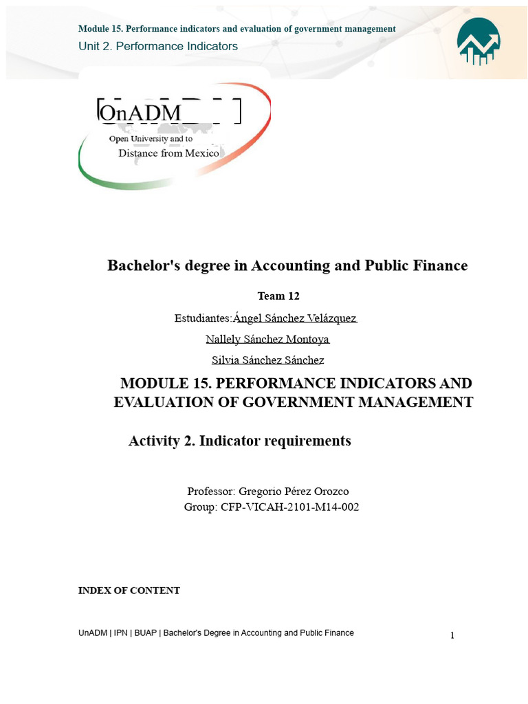 Activity 2. Indicator Requirements | PDF | Evaluation | Performance ...