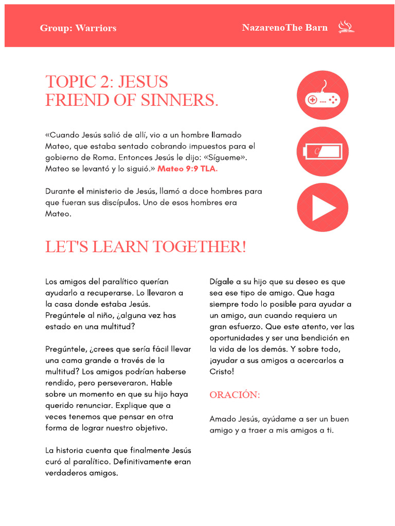 Jesus Friend of Sinners - Warriors | PDF