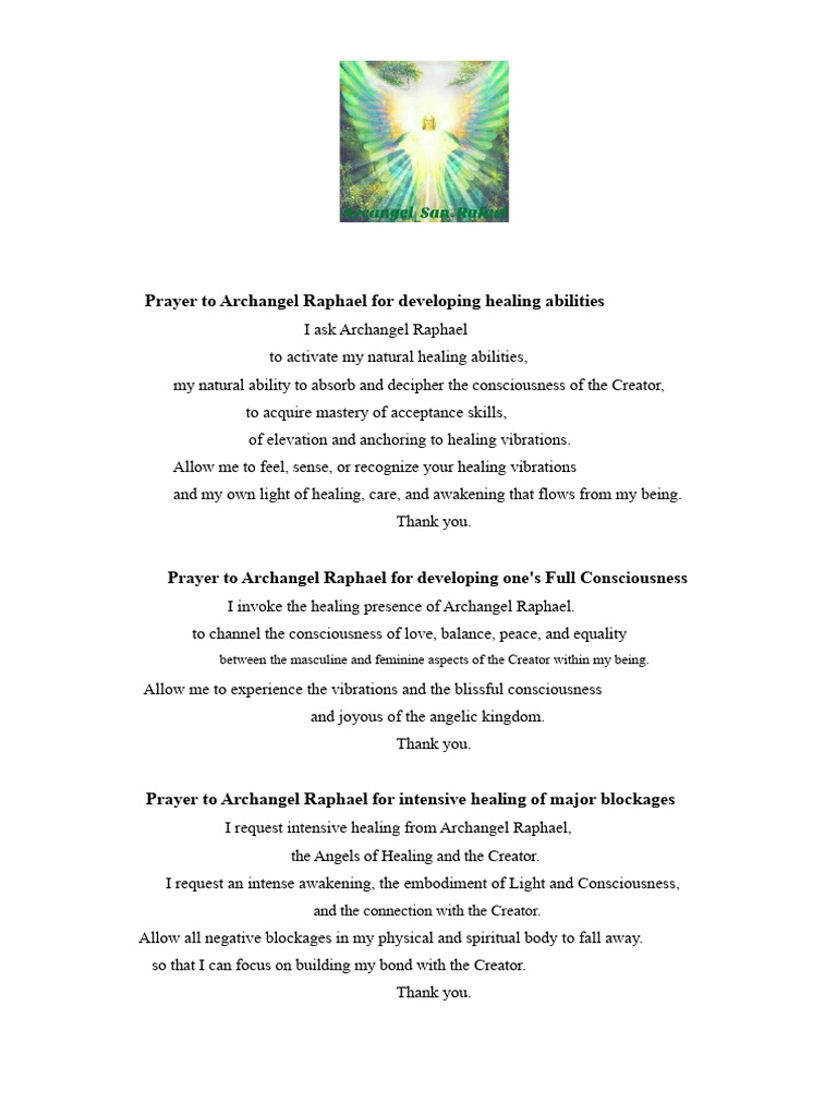Prayers of The Healer With Archangel Raphael | PDF