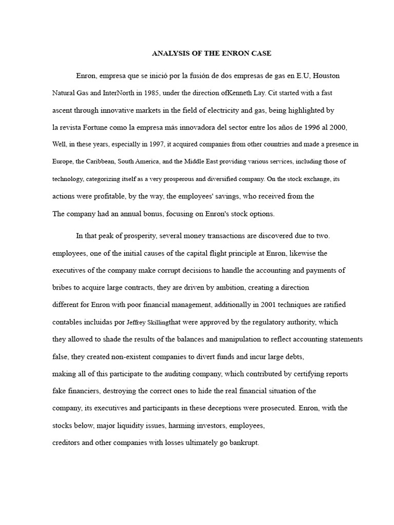 Analysis of The Enron Case | PDF | Enron | Audit