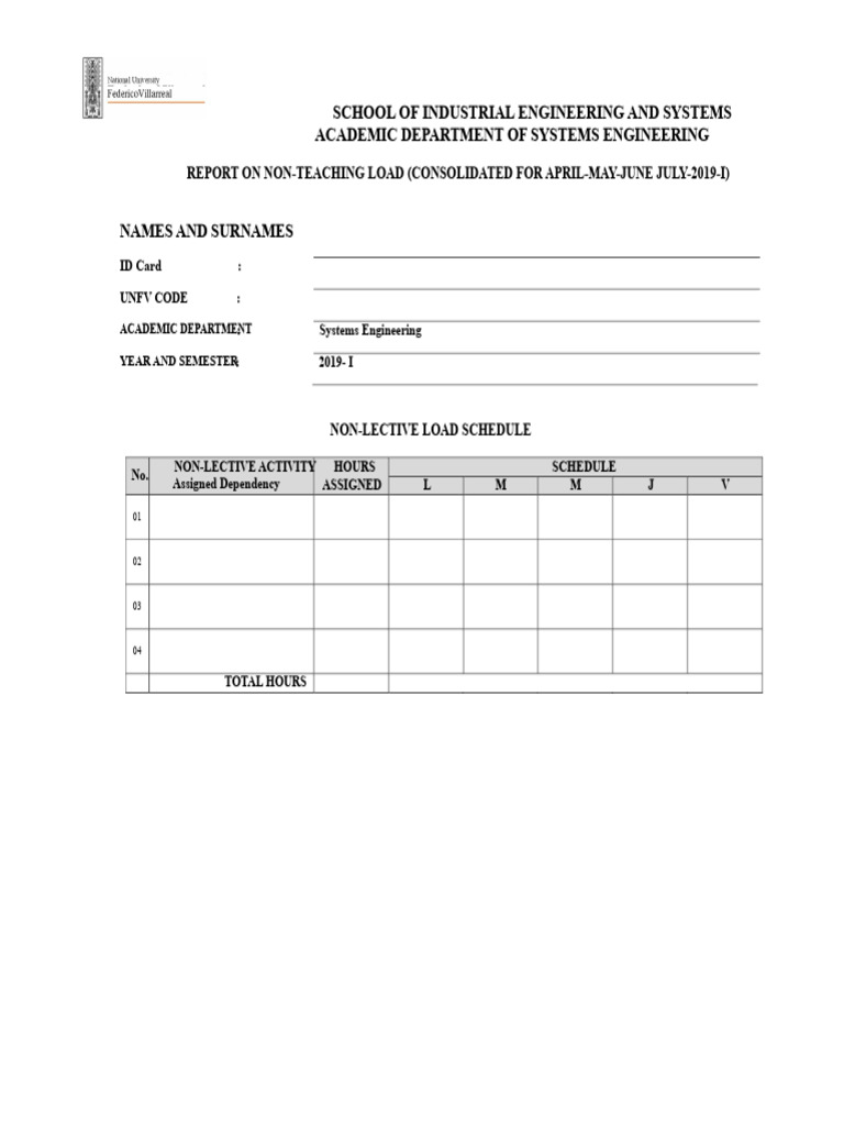 Format - Report of Non-Teaching Load - Permanent Teachers | PDF
