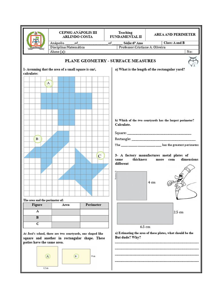 Area and Perimeter Exercises for 6th Grade | PDF | Area | Mathematics