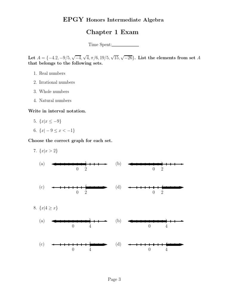Intermediate Algebra Exam Review Guide | PDF
