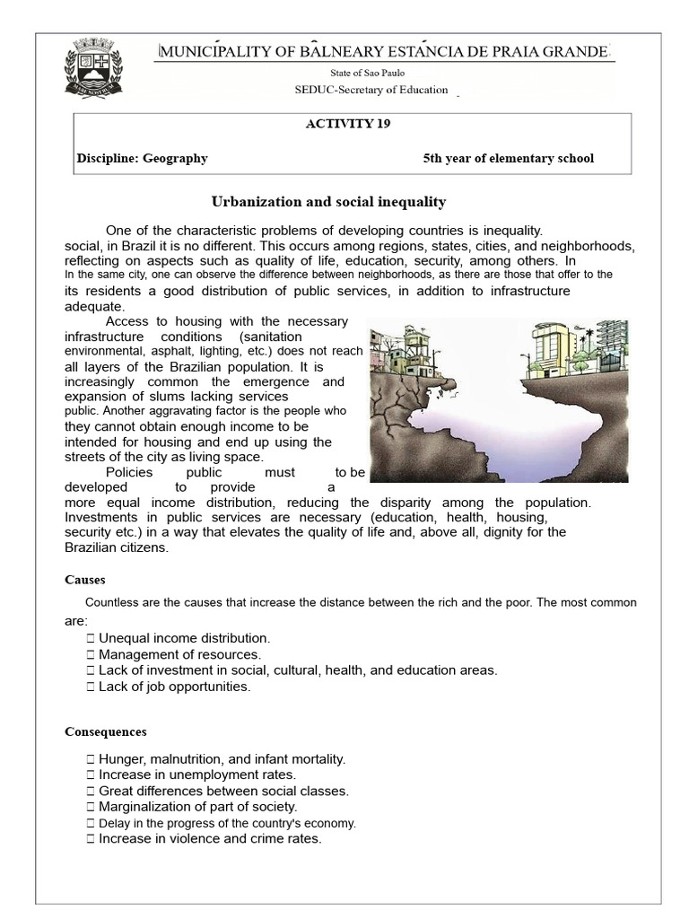 5th Grade - Geography - Urbanization and Social Inequalities | PDF ...