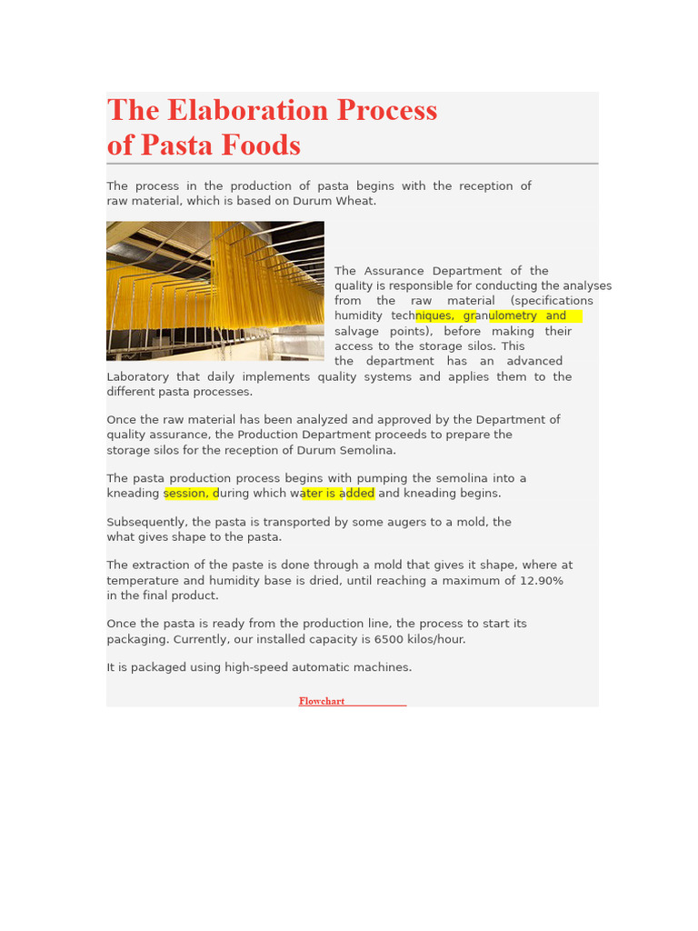 Pasta Production Process Overview | PDF | Pasta | Extrusion