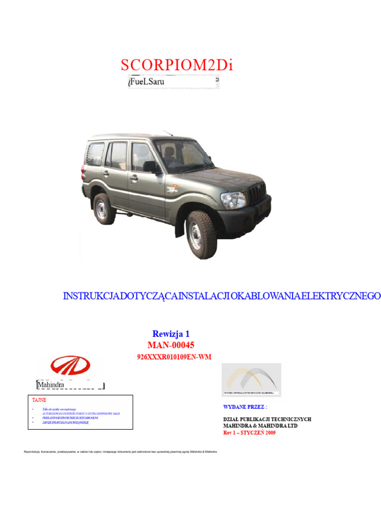 Scorpio M2Di Fuel Smart - Podręcznik okablowania - Rev1 | PDF