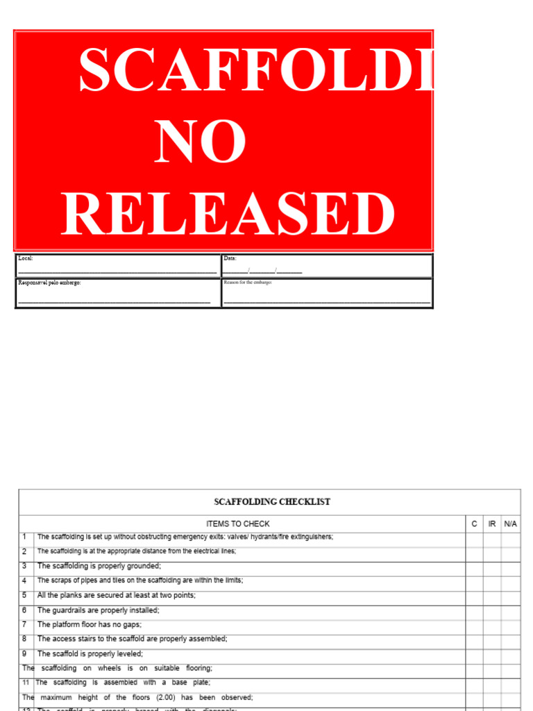 Scaffolding Not Released - New Model | PDF