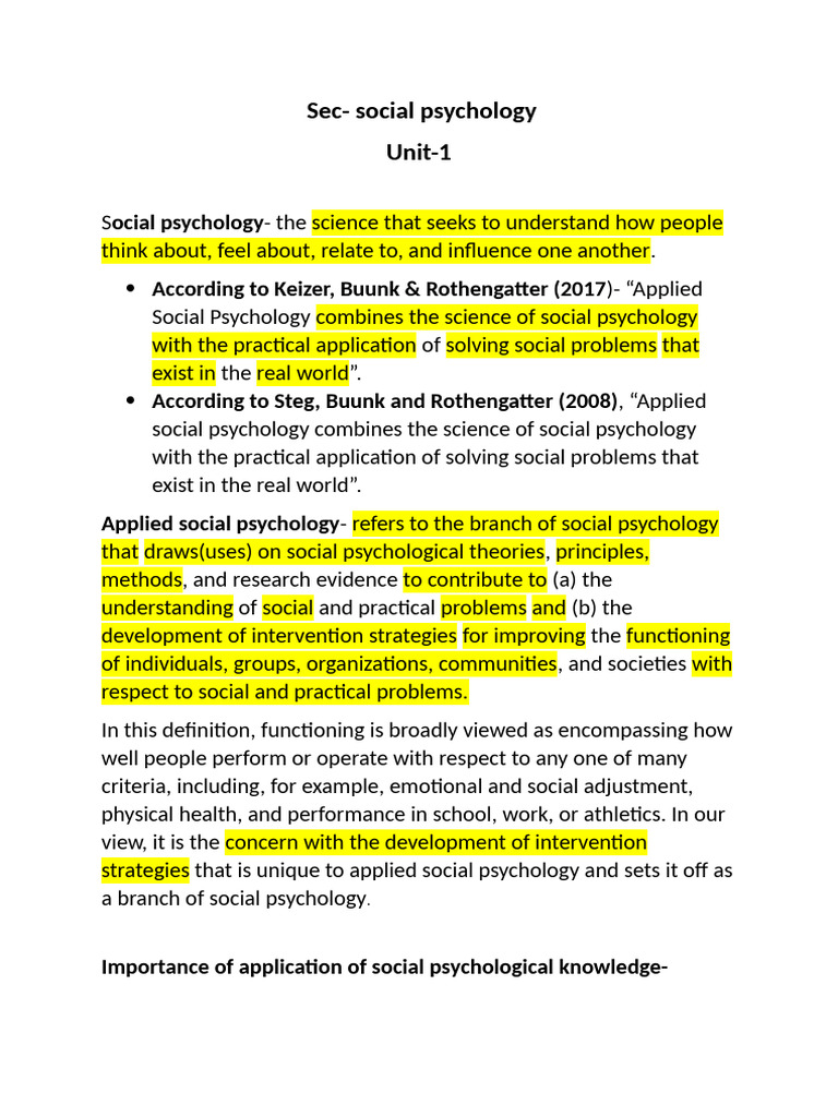 Sec - Social Psychology | PDF | Psychology | Social Psychology