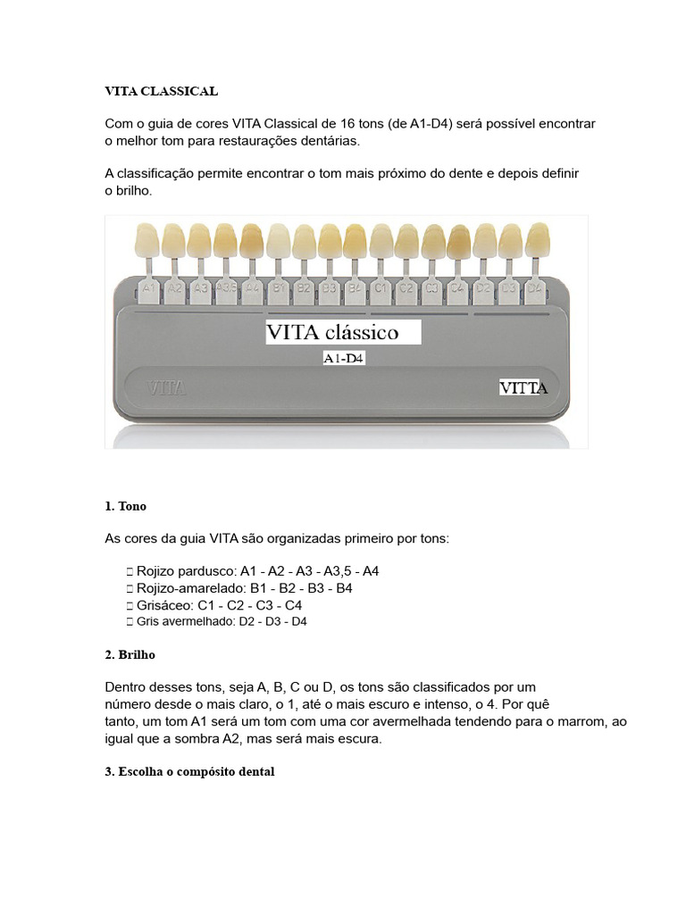 Guia de Cores para Restaurações Dentárias | PDF | Cor | Dente humano