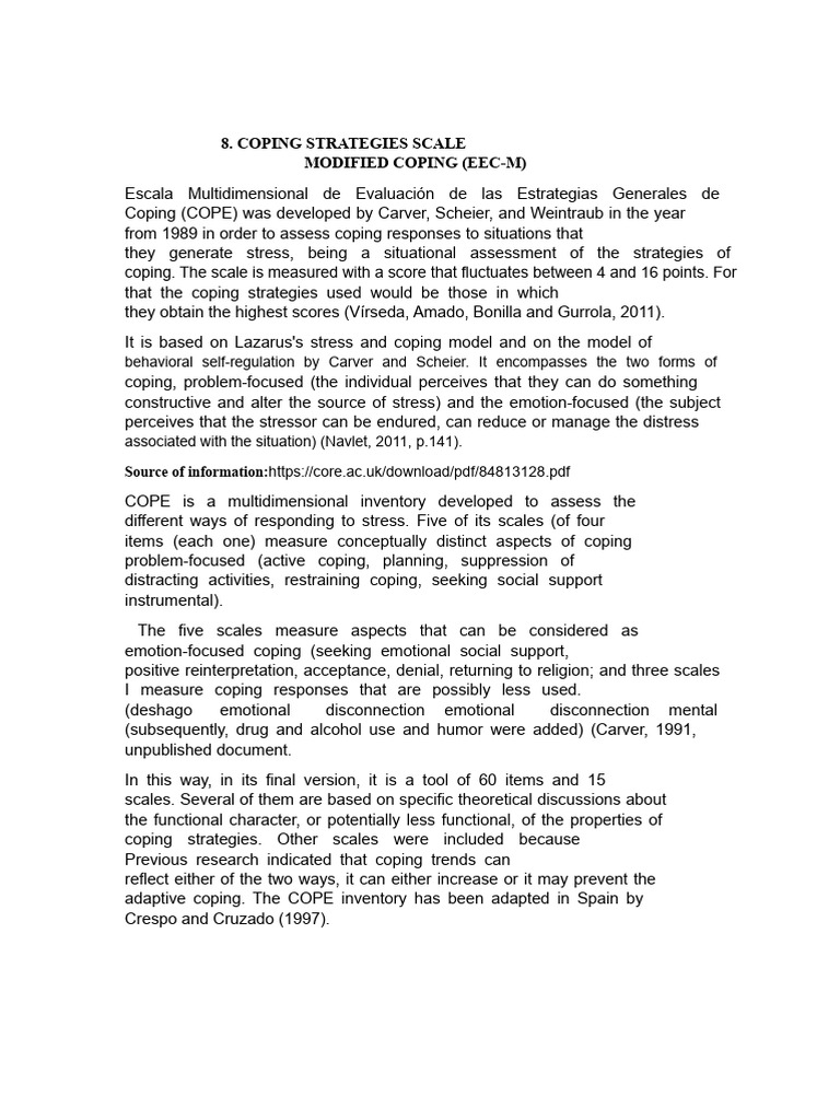 Coping Strategies Scale Overview | PDF | Social Support | Stress (Biology)