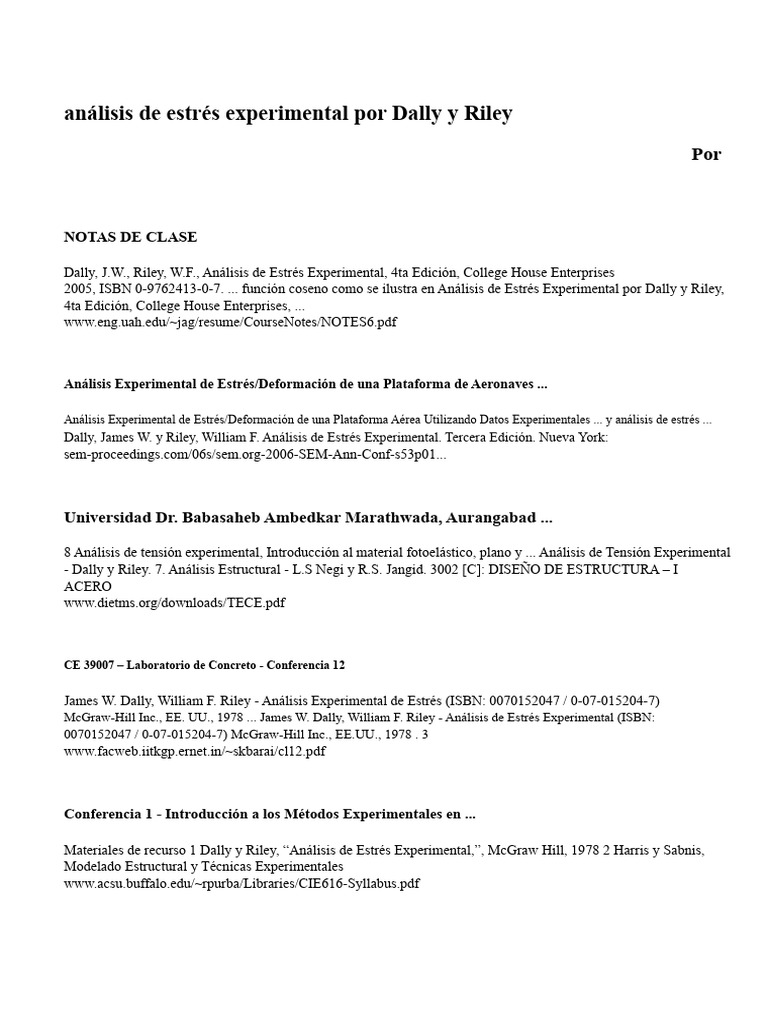 Análisis de Estrés Experimental Por Dally y Riley P 1554n | PDF ...