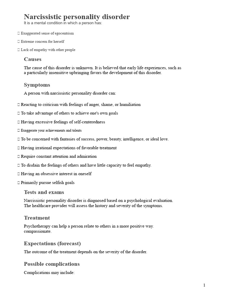 Understanding Narcissistic Personality Disorder | PDF | Mental Disorder ...