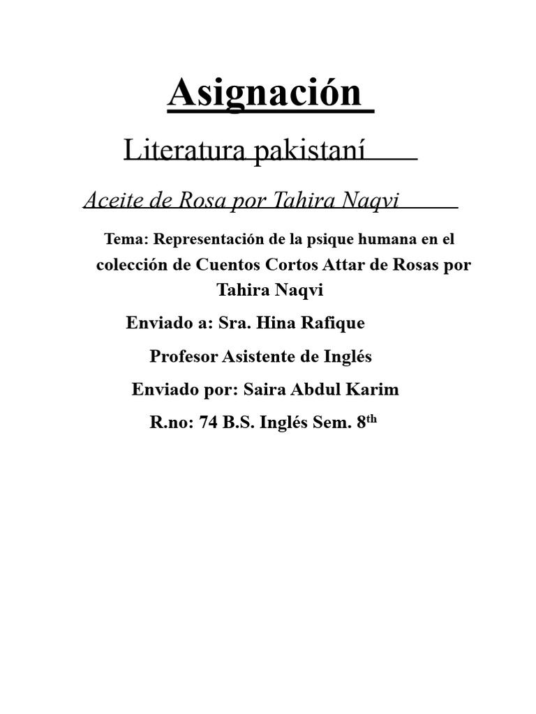 Psique Humana en "Attar de Rosas" | PDF | Vejez | Amor