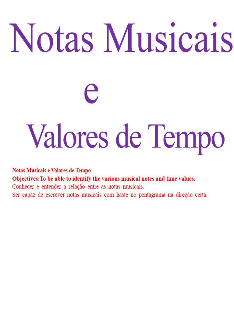 Notas Musicais e Seus Valores de Tempo | PDF | Composições musicais ...
