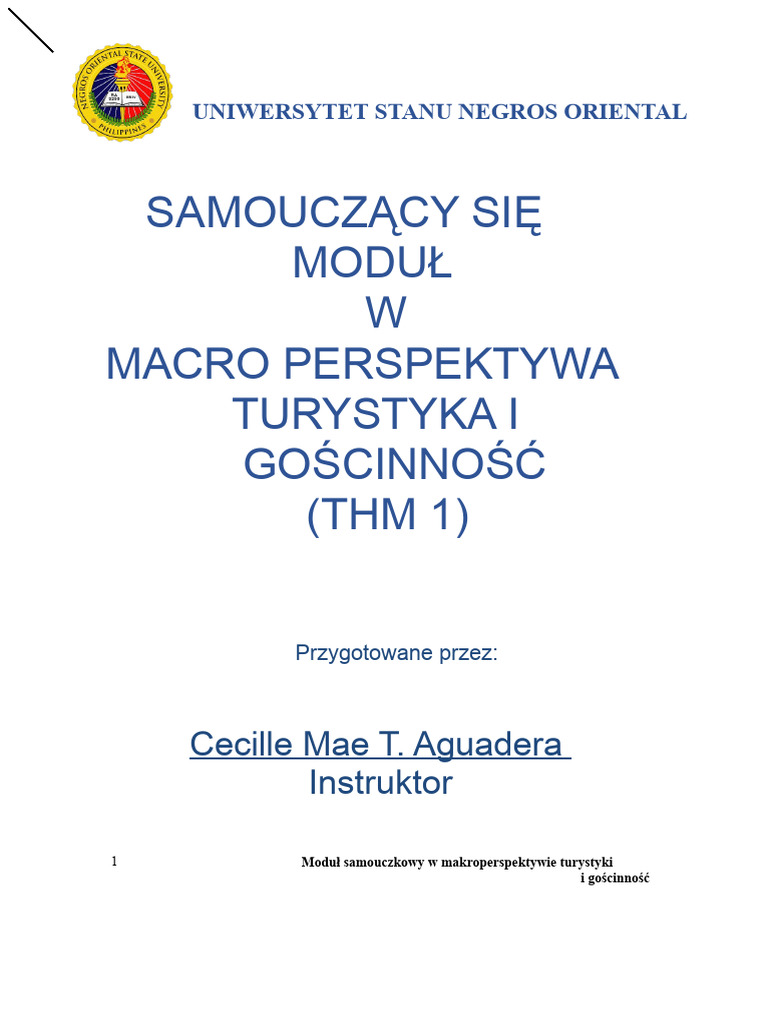 THM 1 - Makro perspektywa turystyki i hotelarstwa | PDF