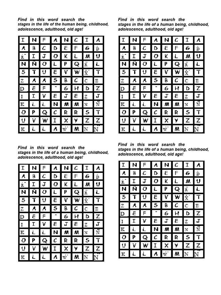 Word Search: Life Stages of Humans | PDF