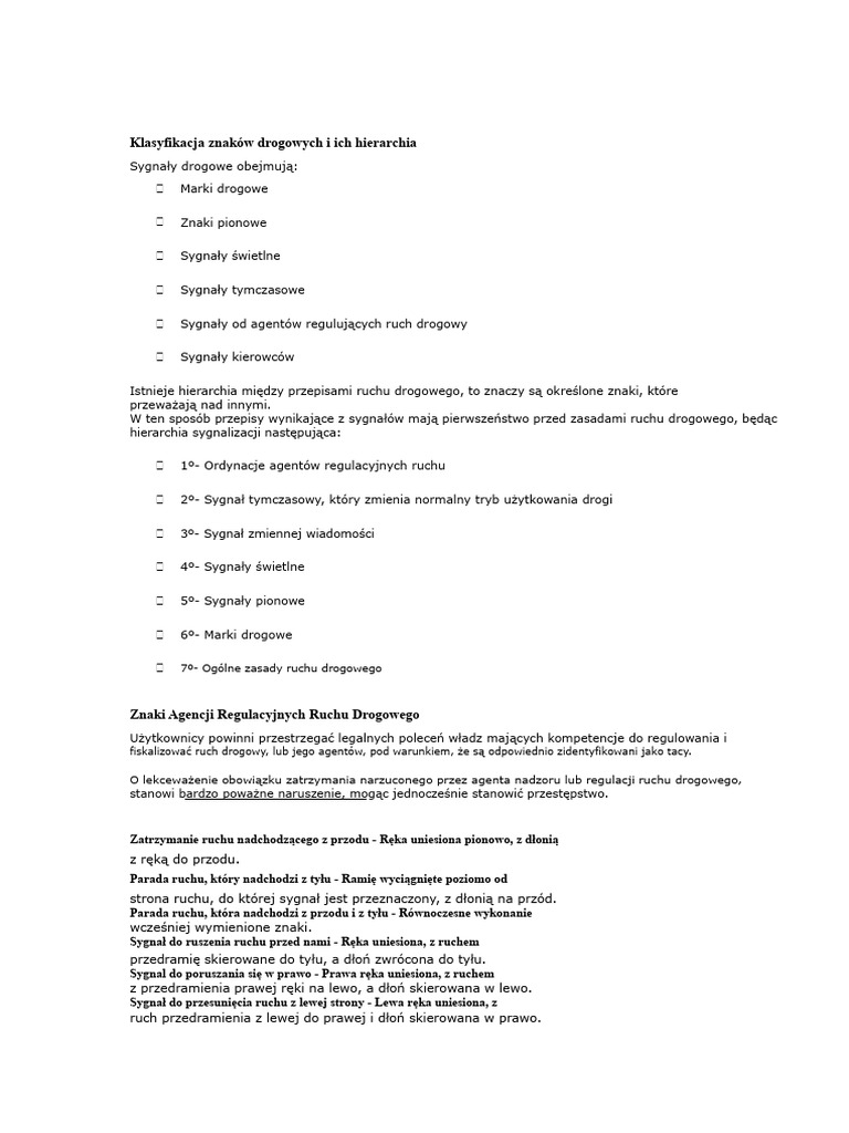 Klasyfikacja Znaków Drogowych I Ich Hierarchia | PDF