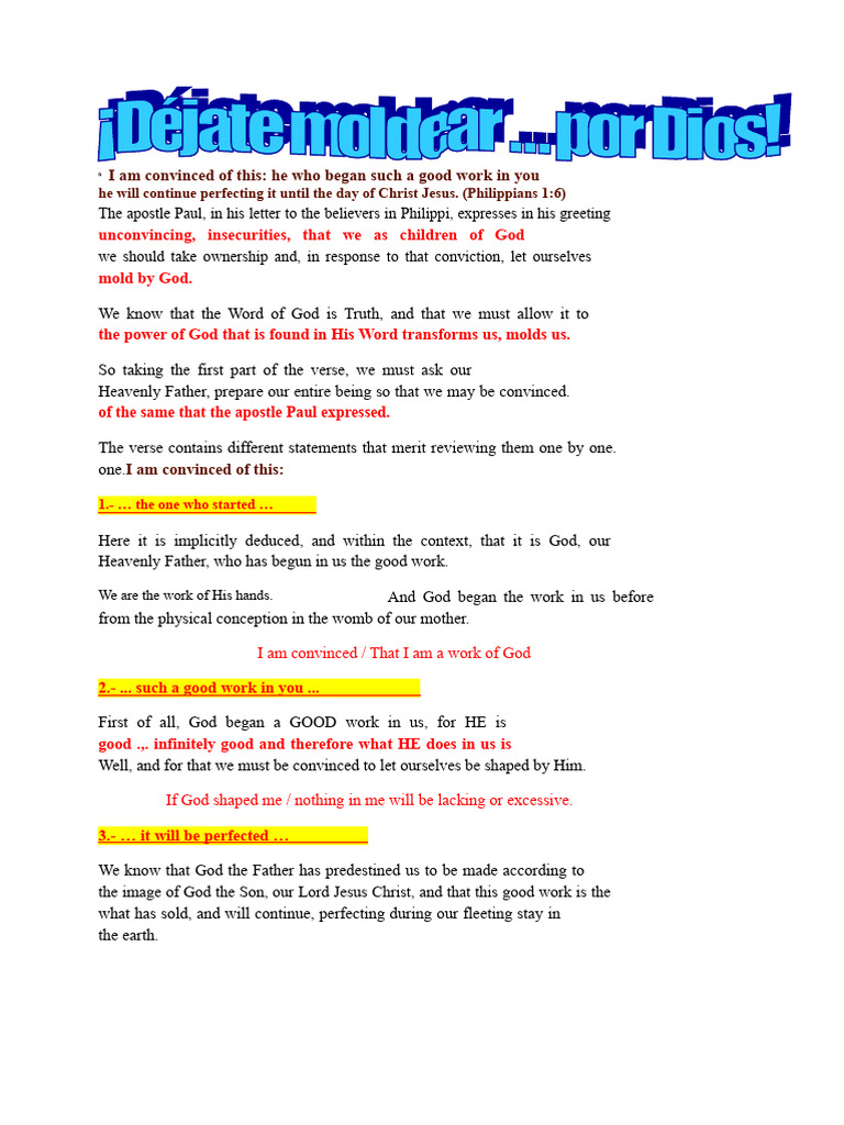 Let Yourself Be Shaped by God | PDF | Epistle To The Philippians | God ...