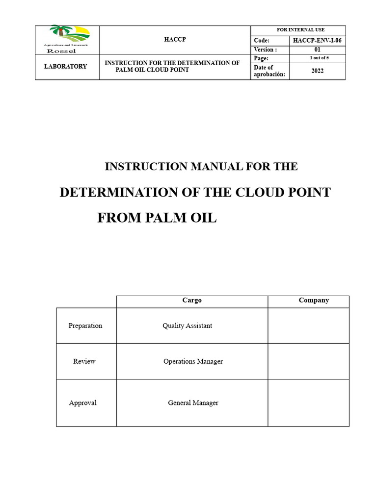 Haccp-Lab-I-06-Instruction For The Determination of The Cloud Point of ...
