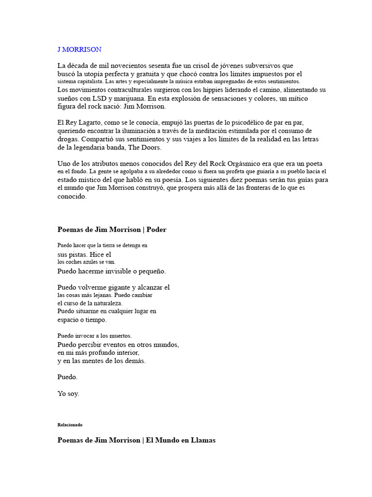 Poemas de J. Morrison | PDF